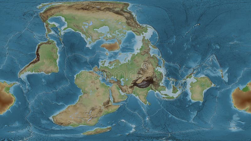 Eurasian Plate - Global Map. Patterson Cylindrical. Topografic Stock ...
