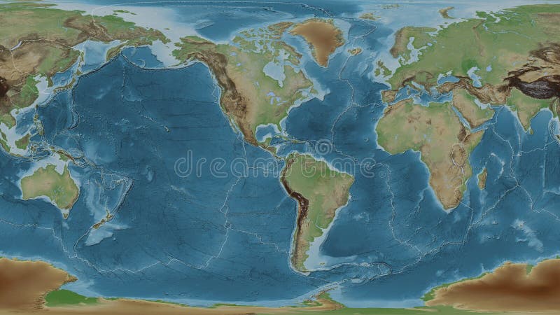 Panama Plate - Global Map. Patterson Cylindrical. Topografic Stock ...