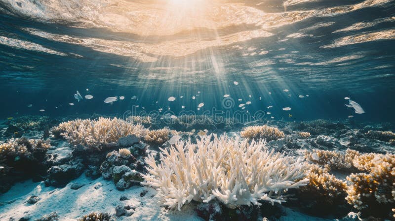 Pale Coral Reefs in the Maldives, Lifeless and Affected by Pollution ...