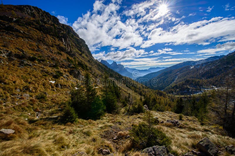 Pale Di San Martino in Autumn Stock Image - Image of paneveggio, view ...