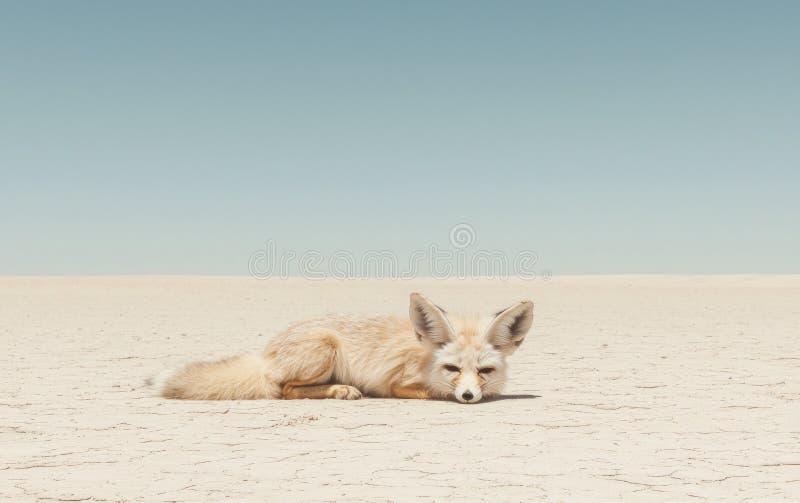 Pale Fox Resting on a Sand Dune Stock Illustration - Illustration of ...