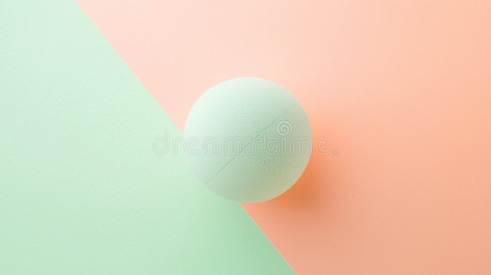 Pale Green Textured Sphere Rests on a Split Background of Mint Green ...