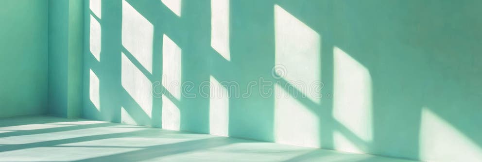 Pale Green Wall with Smooth Texture and Sunlit Shadows for Interior ...
