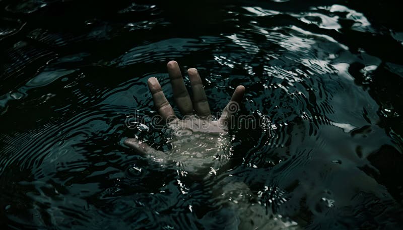 Pale Hand, Reaching from a Dark Pool, Grasping for Light Stock Photo ...