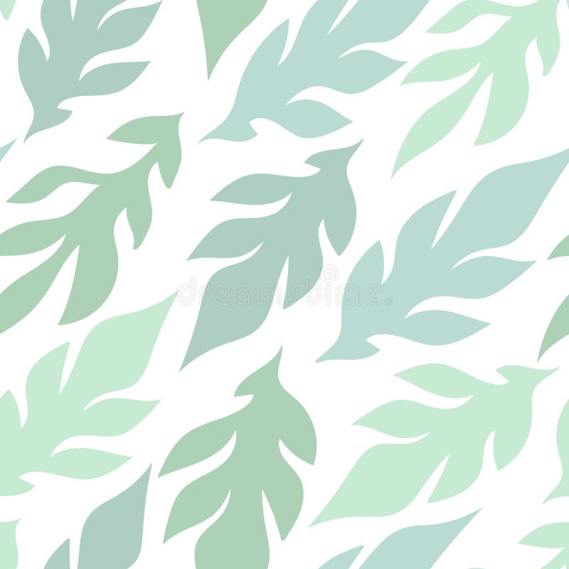Pale Mint Color Leaves Seamless Pattern. Botanical Art Stock Vector ...