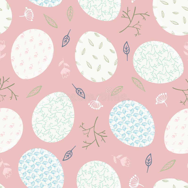 Pale Pink Pattern with Easter Eggs and Branches Stock Vector ...