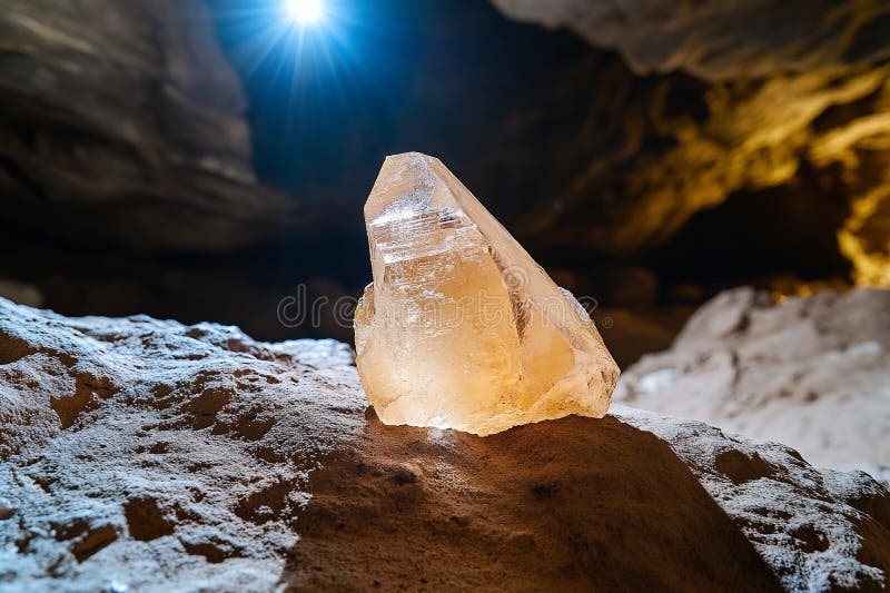 Pale Quartz Crystal in a Cave Stock Illustration - Illustration of ...