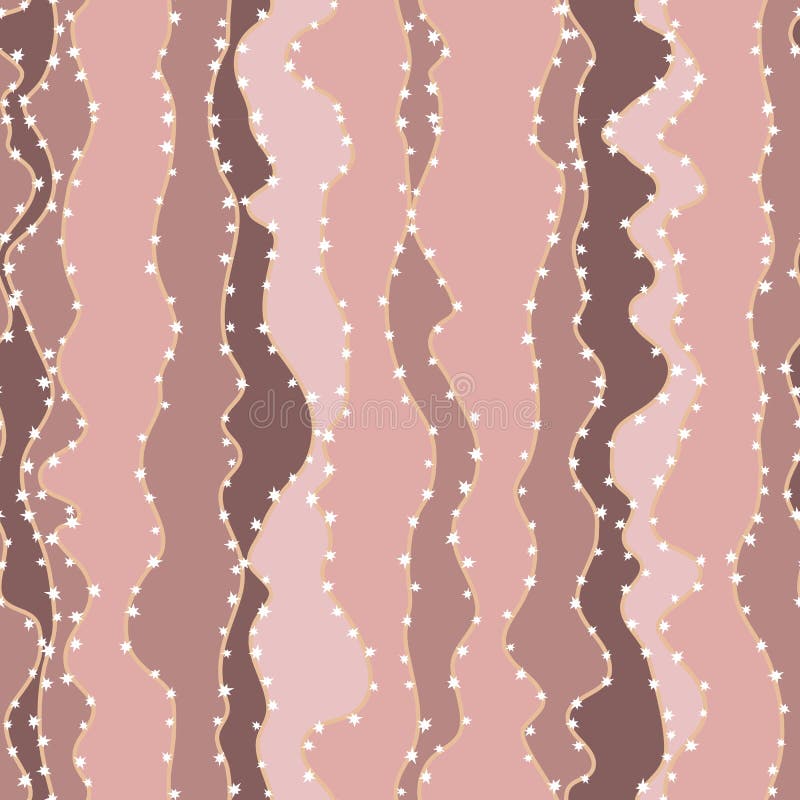 Pale Rose Wave Seamless Pattern with White Stars Stock Vector ...