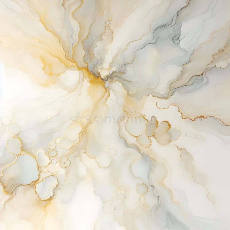 Pale White and Yellow Abstract Texture with Fluid Acrylic Patterns ...