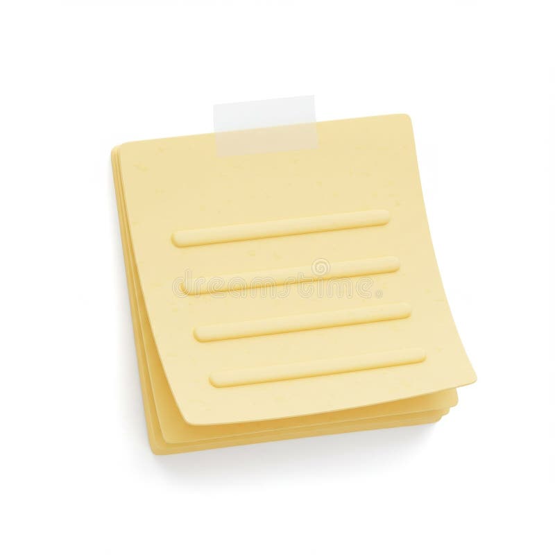 Pale Yellow Stacked Sticky Notes on White Background Stock Illustration ...