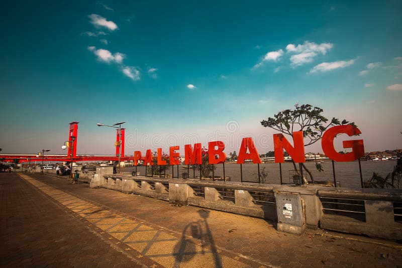 Palembang City Icon, Ampera Bridge Editorial Stock Image - Image of ...