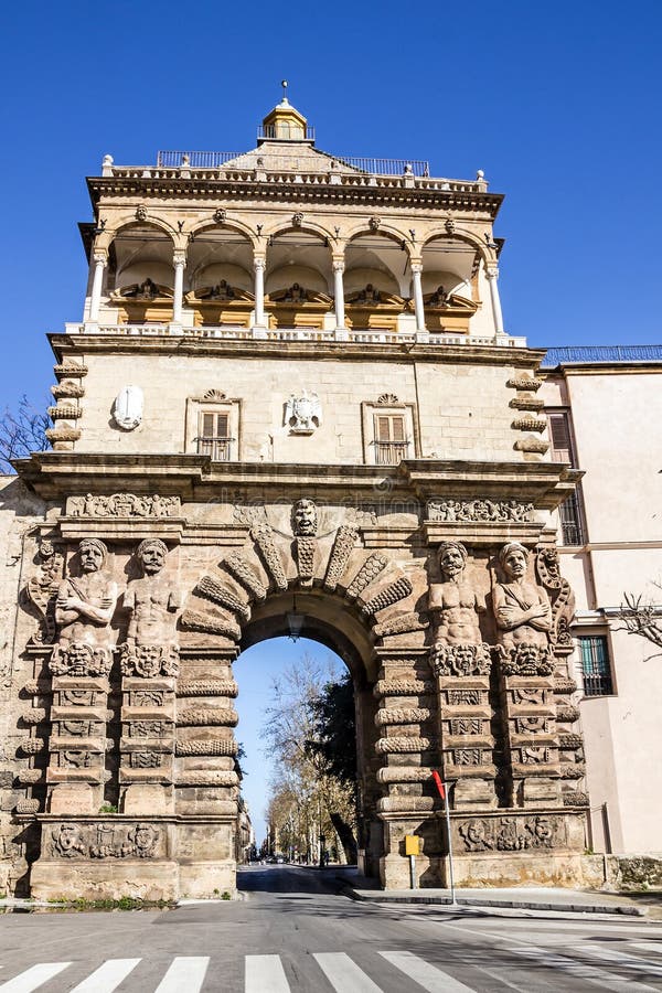 Palermo City Arch in Arabic Style, Sicily, Italy Stock Photo - Image of ...