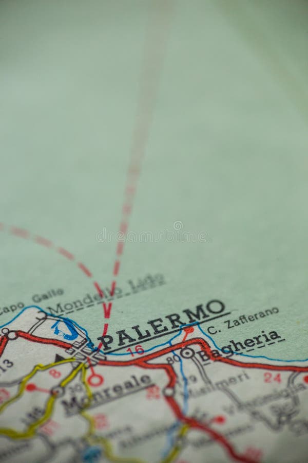 Palermo Italy Map stock photo. Image of trip, atlas - 128974092