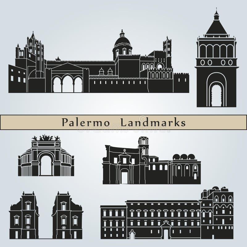Palermo Landmarks and Monuments Stock Vector - Illustration of ...
