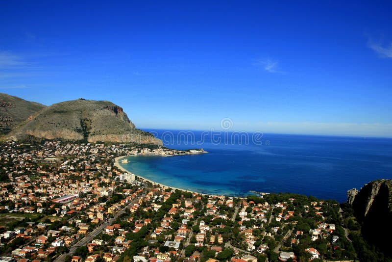 Palermo. Mondello Beach Landscape, Sicily Stock Image - Image of ...