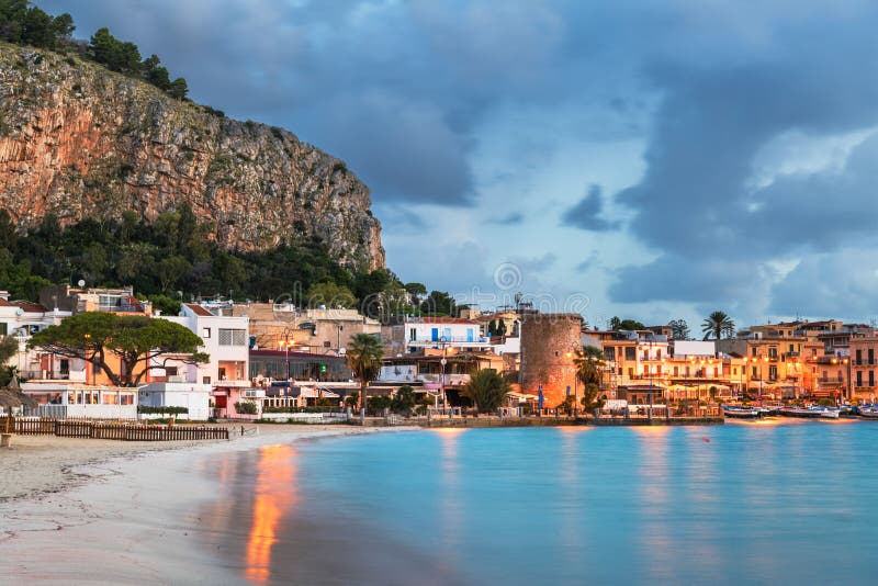 Palermo, Sicily, Italy in the Mondello on the Beach Stock Photo - Image ...