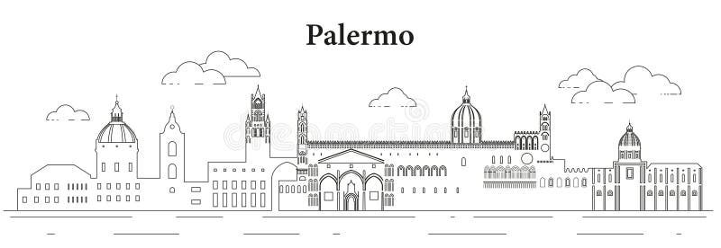 Palermo Cityscape Line Art Vector Illustration Stock Vector ...