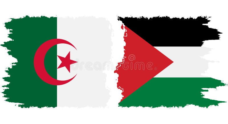 Palestine and Algeria Grunge Flags Connection Vector Stock Vector ...