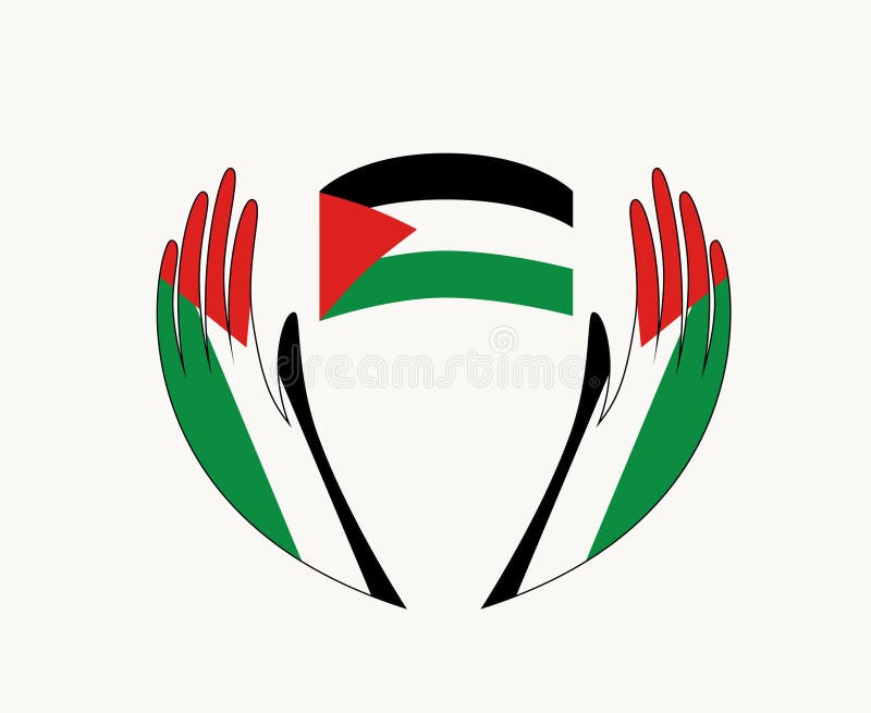Palestine Emblem Flag with Hands Symbol Stock Vector - Illustration of ...