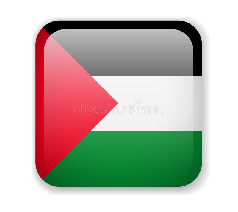 Palestine Flag Bright Square Icon on a White Background Stock Vector ...