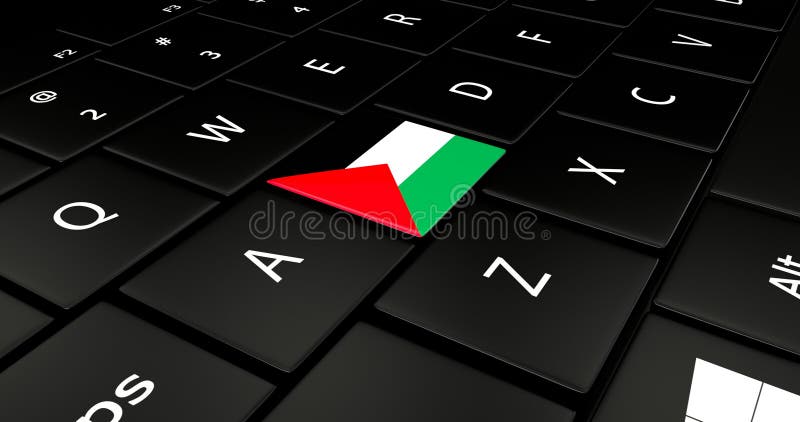 Palestine Flag Button on Laptop Keyboard. Stock Illustration ...