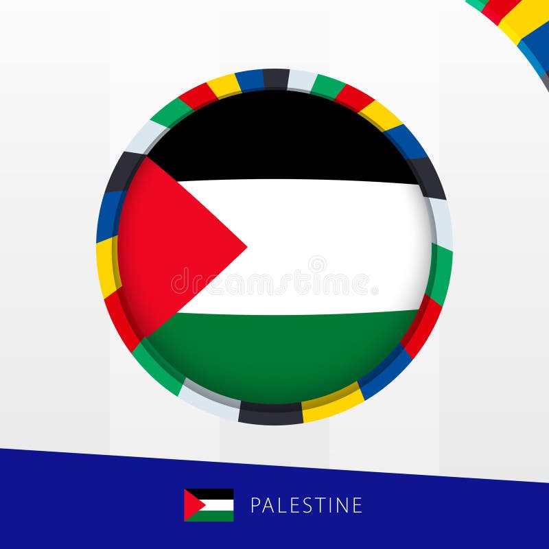 Palestine Flag with Colorful Circle Border Stock Vector - Illustration ...