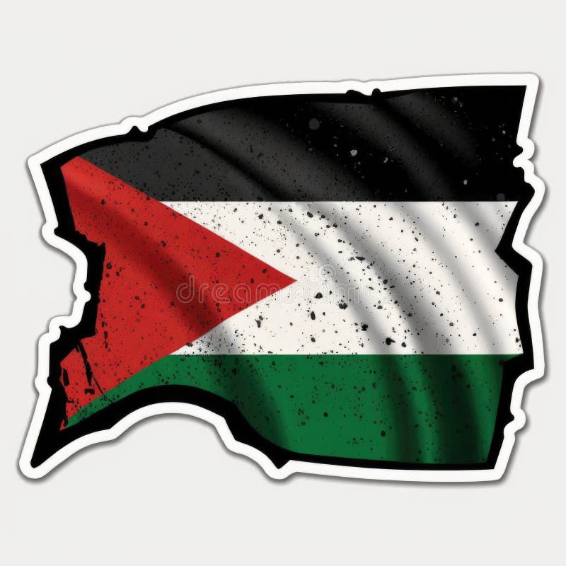 Palestine Flag Decal with Shadow Stock Illustration - Illustration of ...
