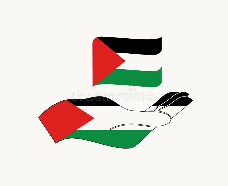 Palestine Flag Emblem Ribbon and Hand Symbol Abstract Stock Vector ...