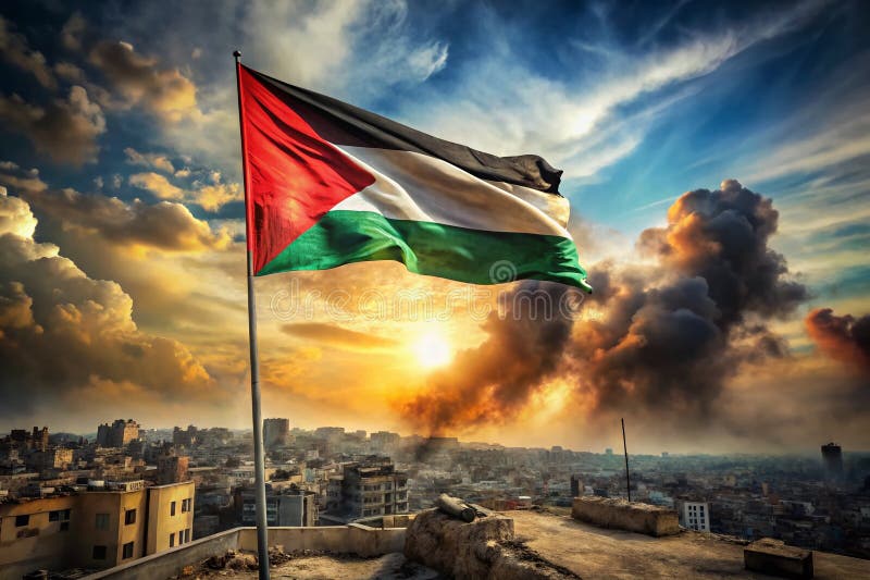 Palestine Flag Fluttering Against a Dramatic Sky a Powerful Visual ...