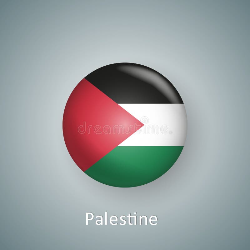 Palestine Circle Flag Design with Black Background. Palestine ...