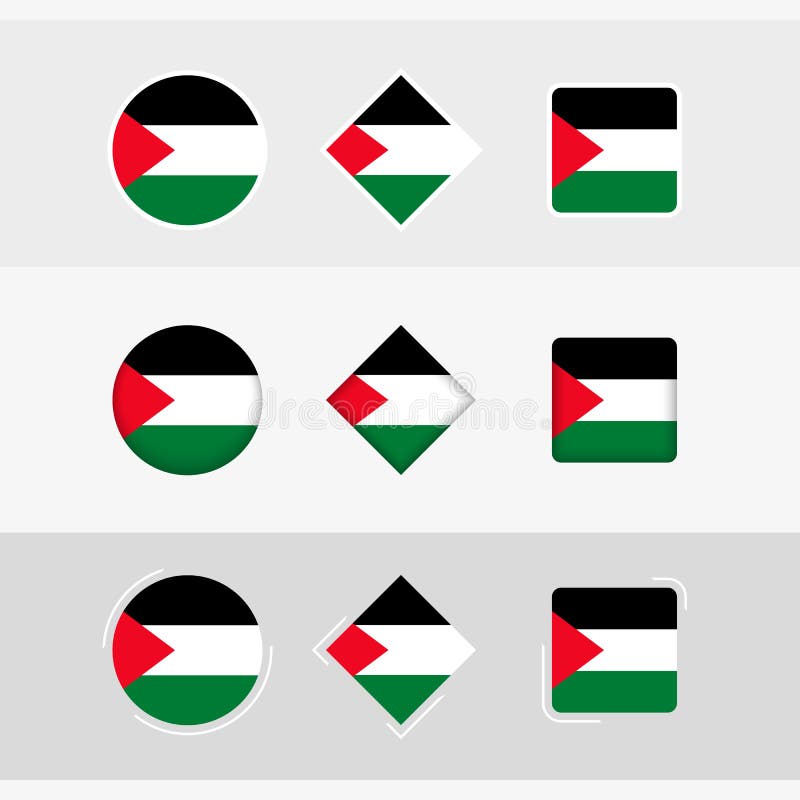 Palestine Flag Icons Set, Vector Flag of Palestine Stock Vector ...