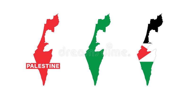 Palestine Flag and Map Set. Stock Illustration - Illustration of symbol ...