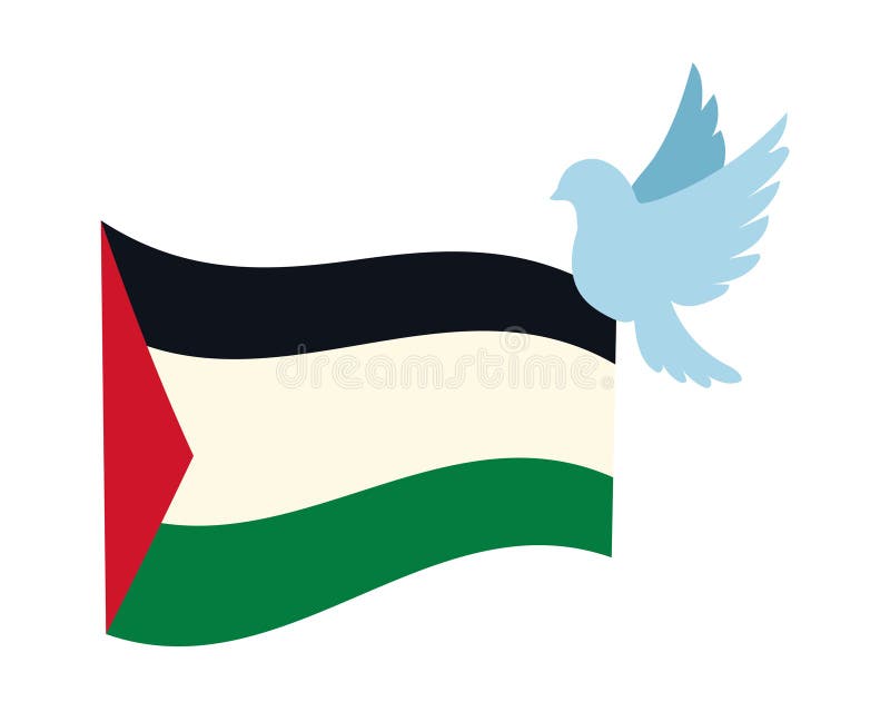 Palestine Flag with Peace Dove Stock Illustration - Illustration of ...