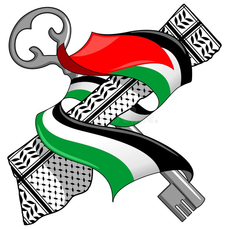 Palestine Flag Wrapped Around Gaza Map with Keffiyeh Pattern and the ...