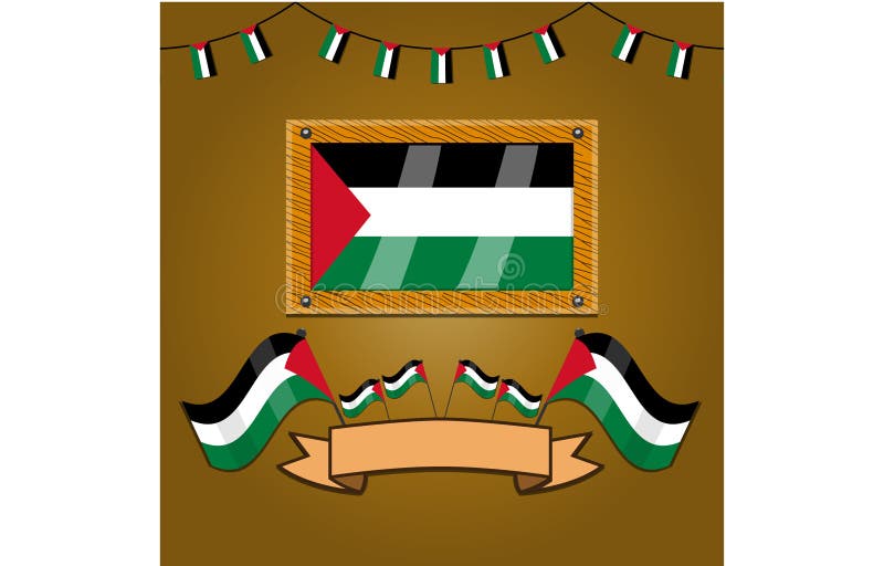 Palestine Flags on Frame Wood, Label Stock Vector - Illustration of ...