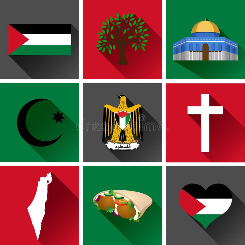 Palestine Flat Icon Set stock vector. Illustration of flag - 63029616