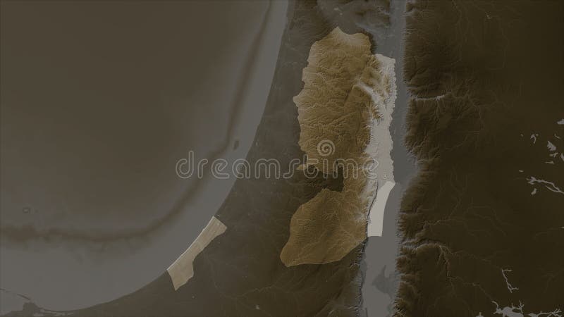 Palestine Highlighted. Sepia Stock Illustration - Illustration of ...