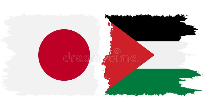 Palestine and Japan Grunge Flags Connection Vector Stock Vector ...