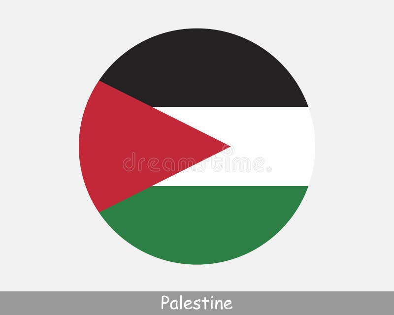 Palestine Circle Flag Design with Black Background. Palestine ...