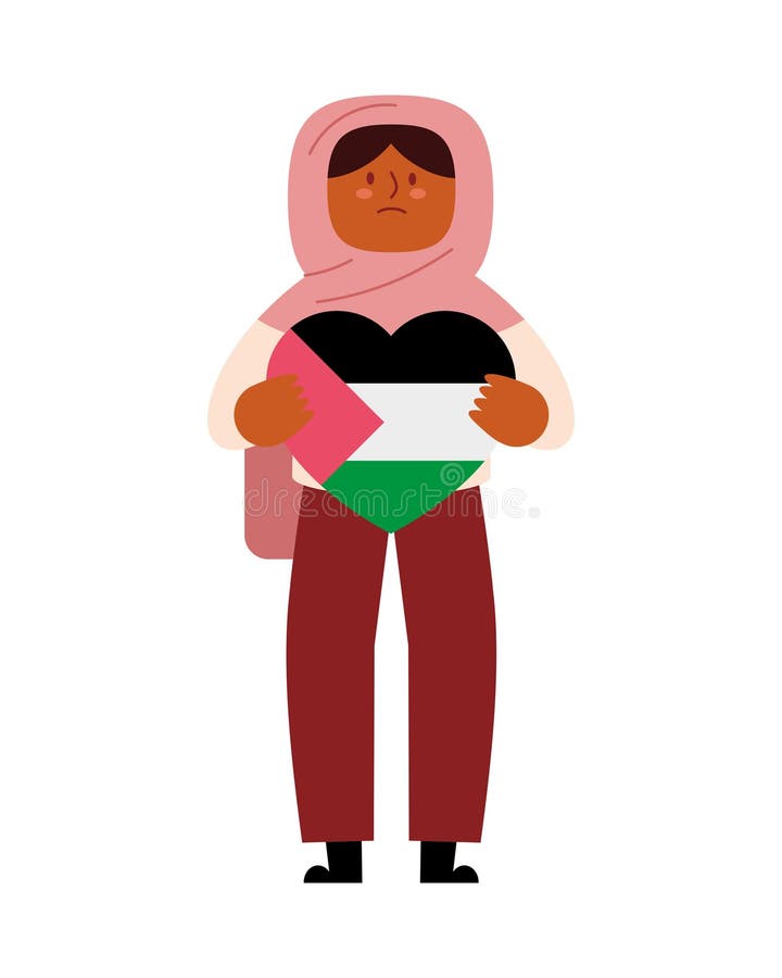 Palestine Save Woman with Flag Stock Vector - Illustration of world ...