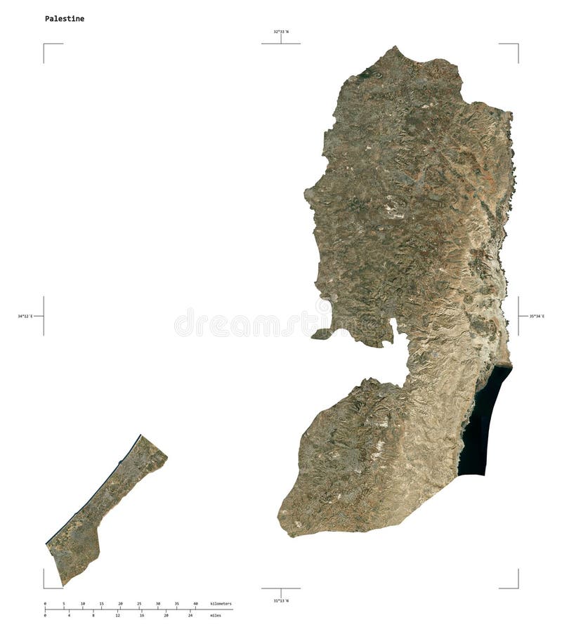 Palestine Shape on White. High-res Satellite Stock Illustration ...