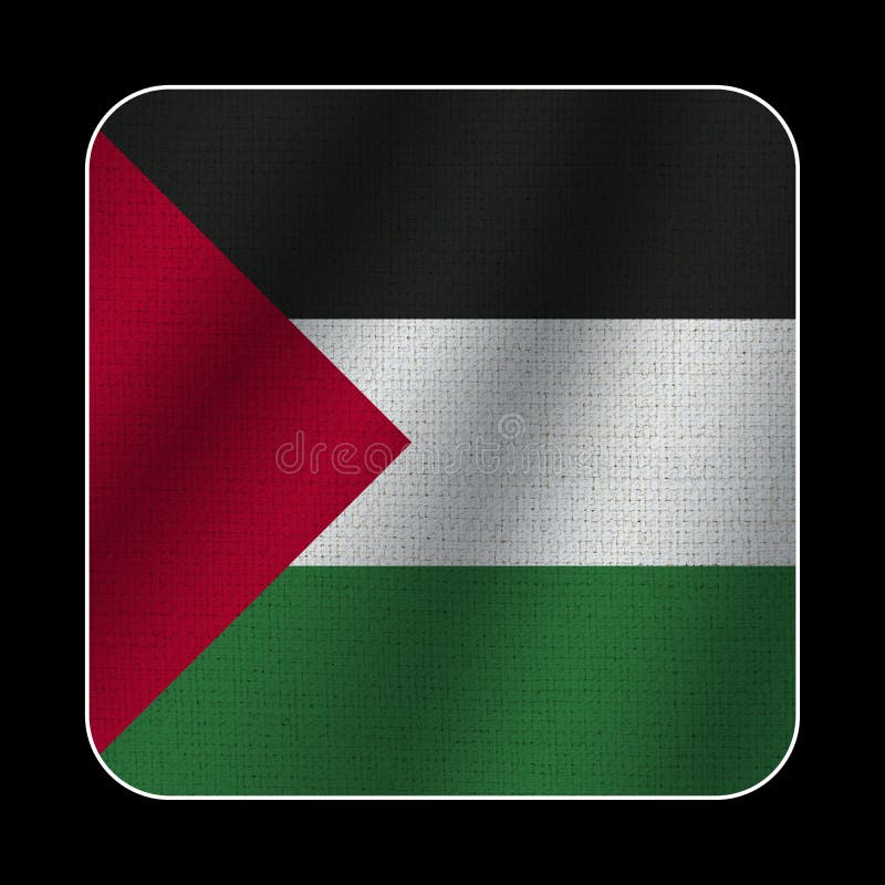 Palestine Square Flag, Fabric Pattern Texture, Black Background, 3D ...