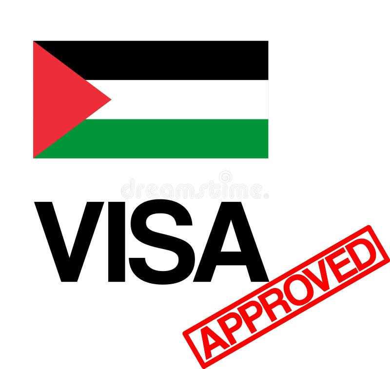 Palestine Visa Approval Concept with Flag and Red Approved Stamp Stock Illustration ...
