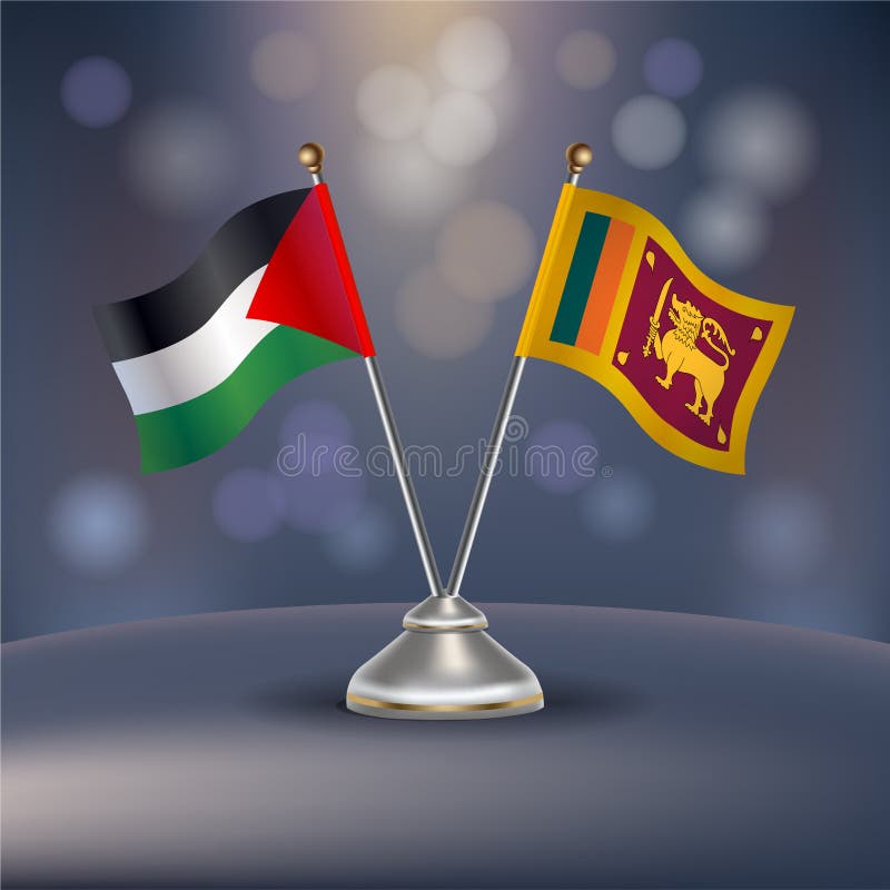 Palestine VS Sri Lanka Flag Relation in a Stand on Table Stock Vector ...