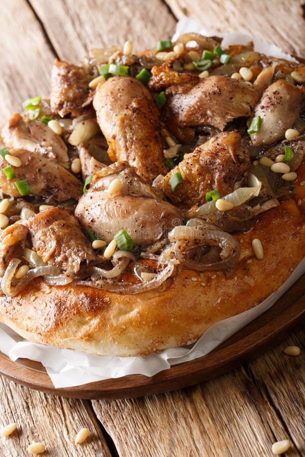 Palestinian Cuisine of Musakhan with Flat Bread Taboon Close-up on the ...