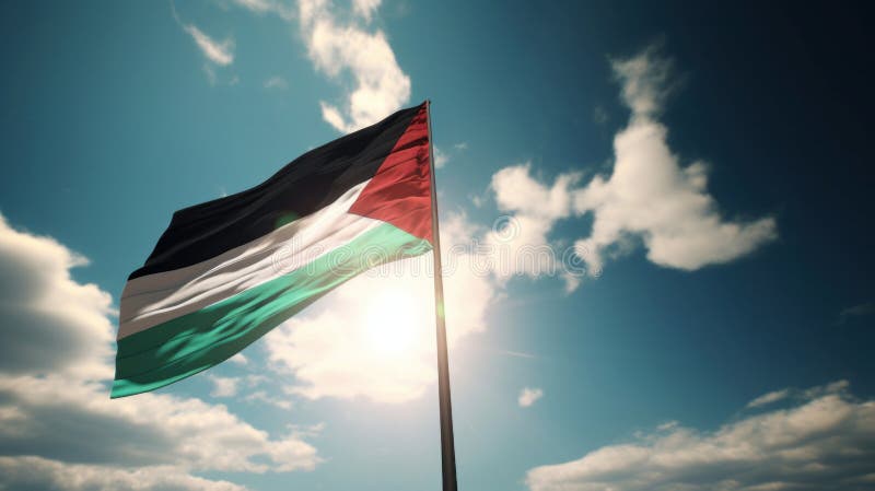 A Palestinian Flag on the Blue Sky Stock Image - Image of freedom, lone ...