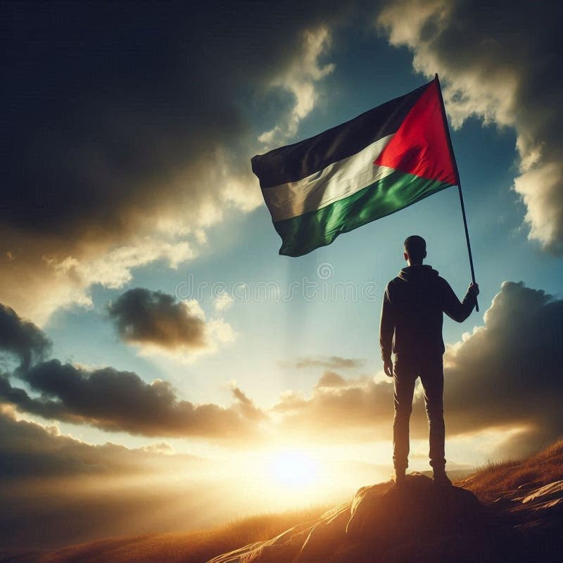 Palestinian Flag Held by Man S Hand Image Stock Illustration ...