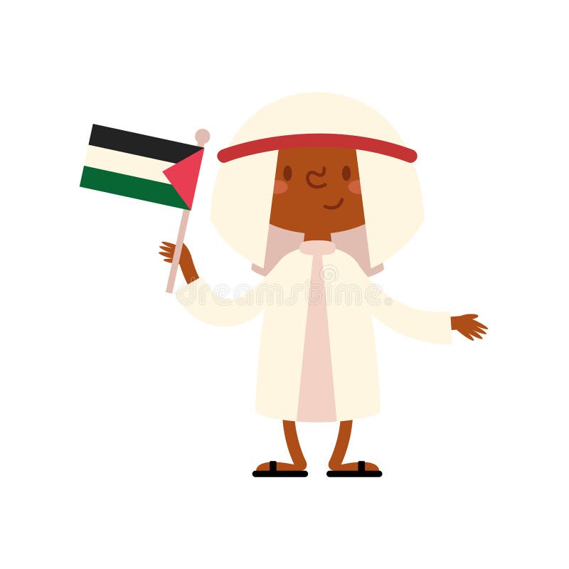 Palestinian man with flag stock vector. Illustration of vector - 293176344