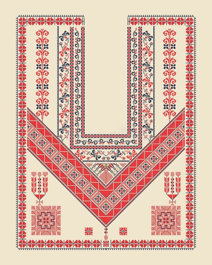 Palestinian Tatreez Pattern Stock Vector - Illustration of embroidered ...