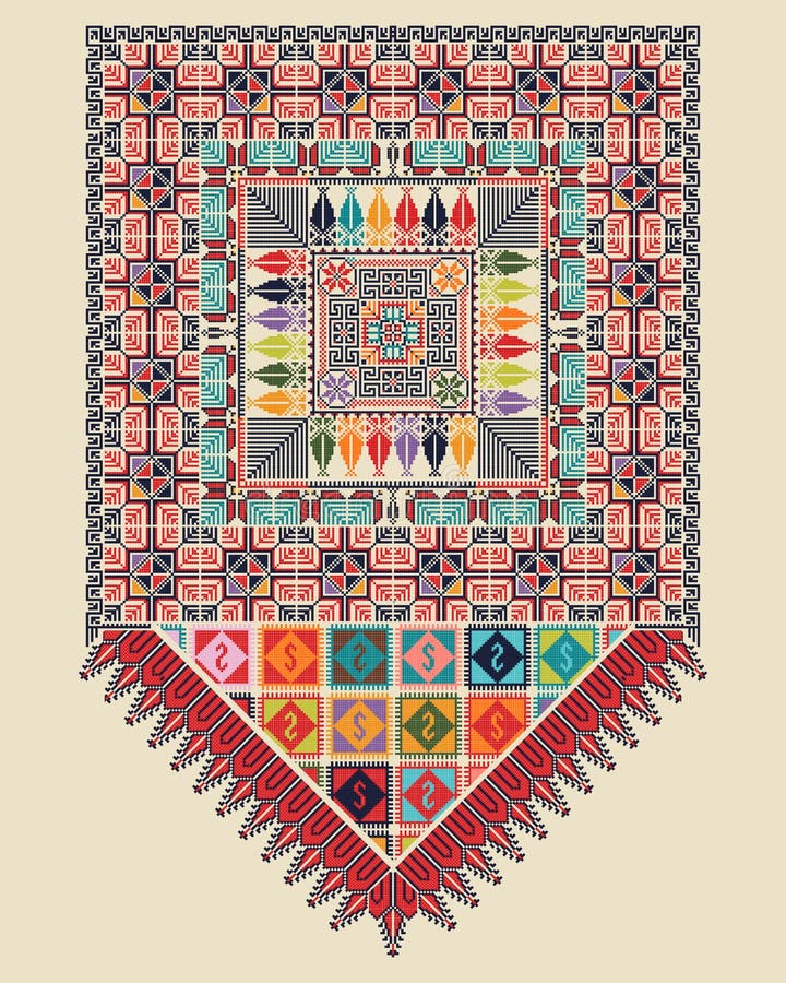 Palestinian Tatreez Pattern Stock Vector - Illustration of print ...